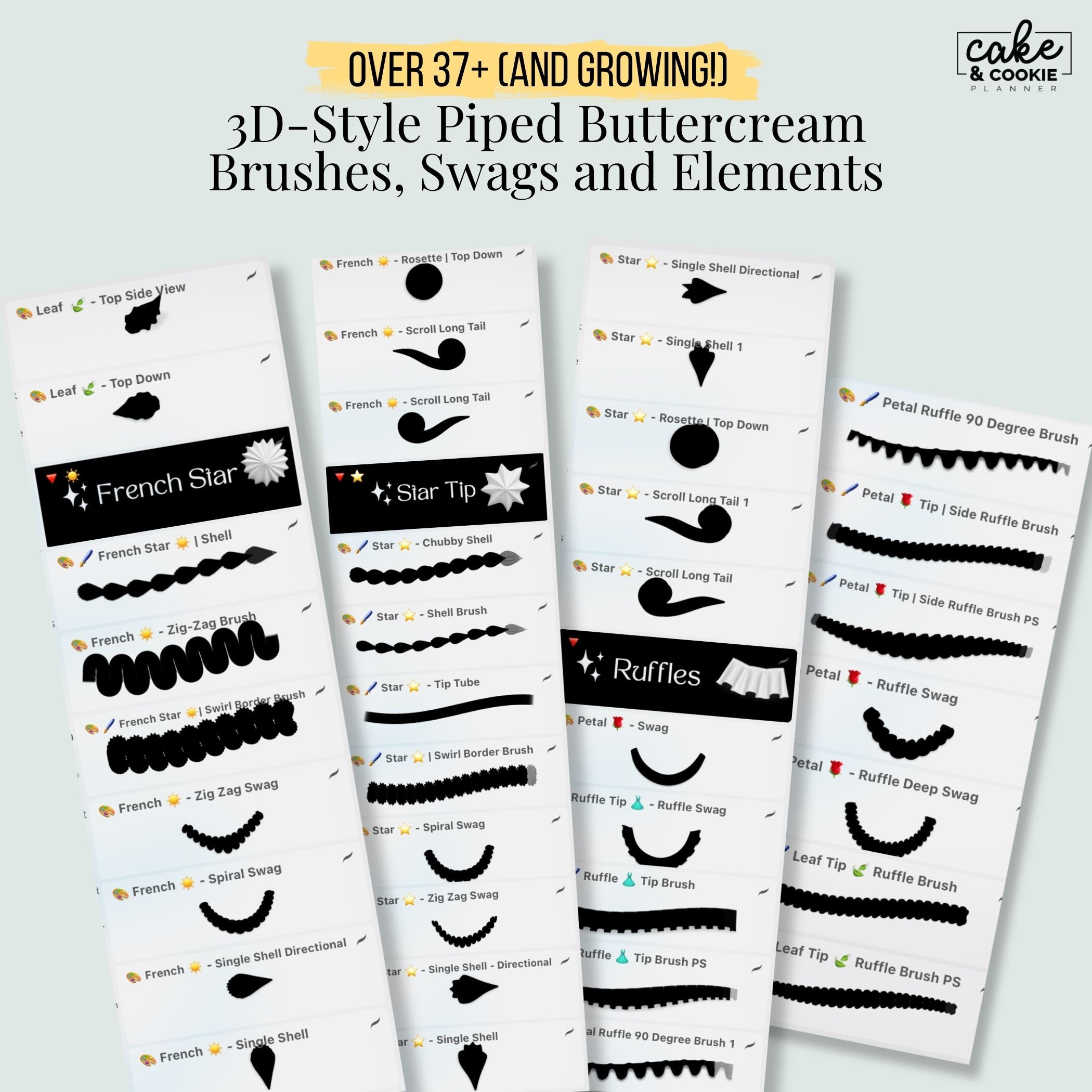 Vintage Icing & Swag Cake Sketching PROCREATE Brushes, Stamps, Digital ...