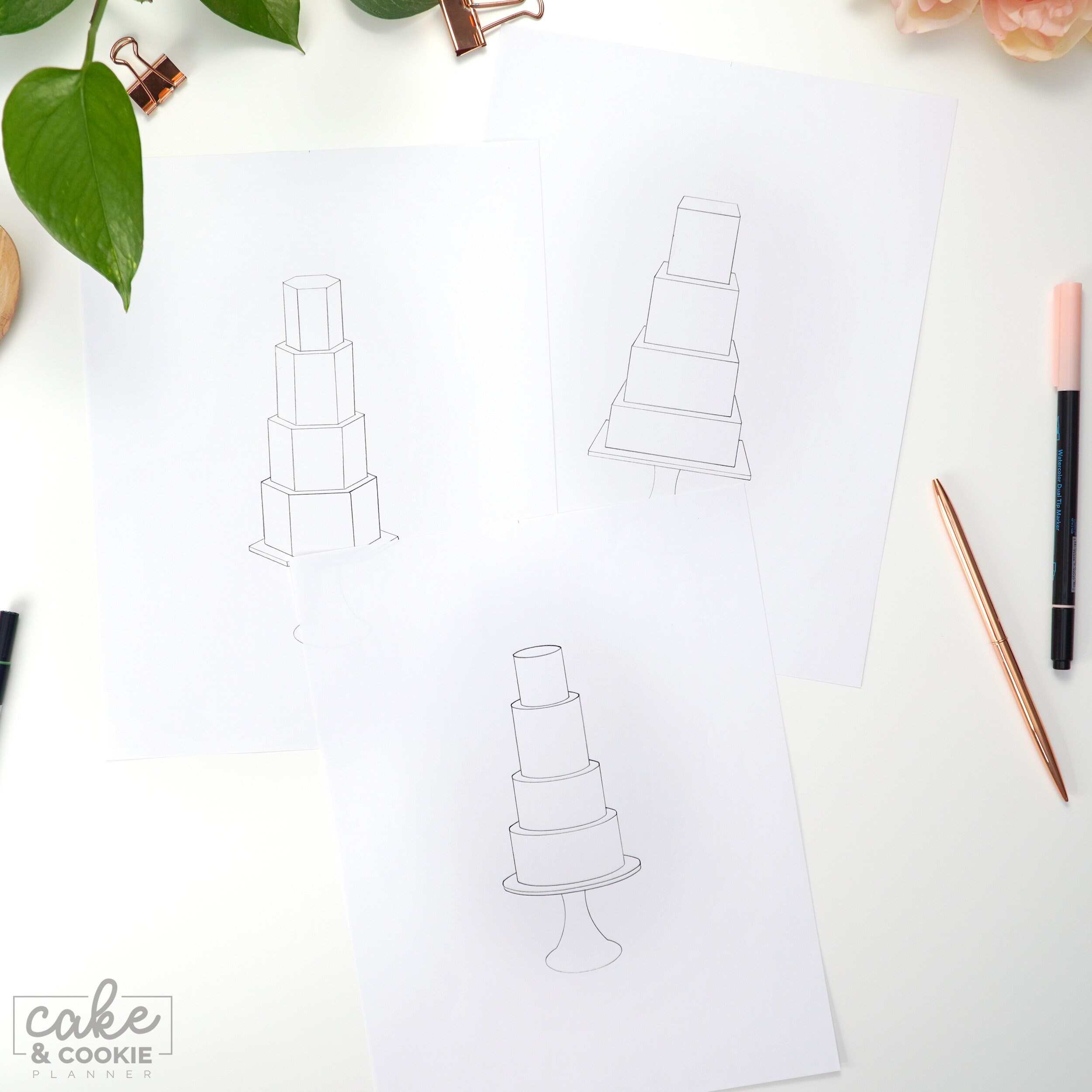 Sqaure Cake Sketching Templates - Original Award-winning Tools, Design ...