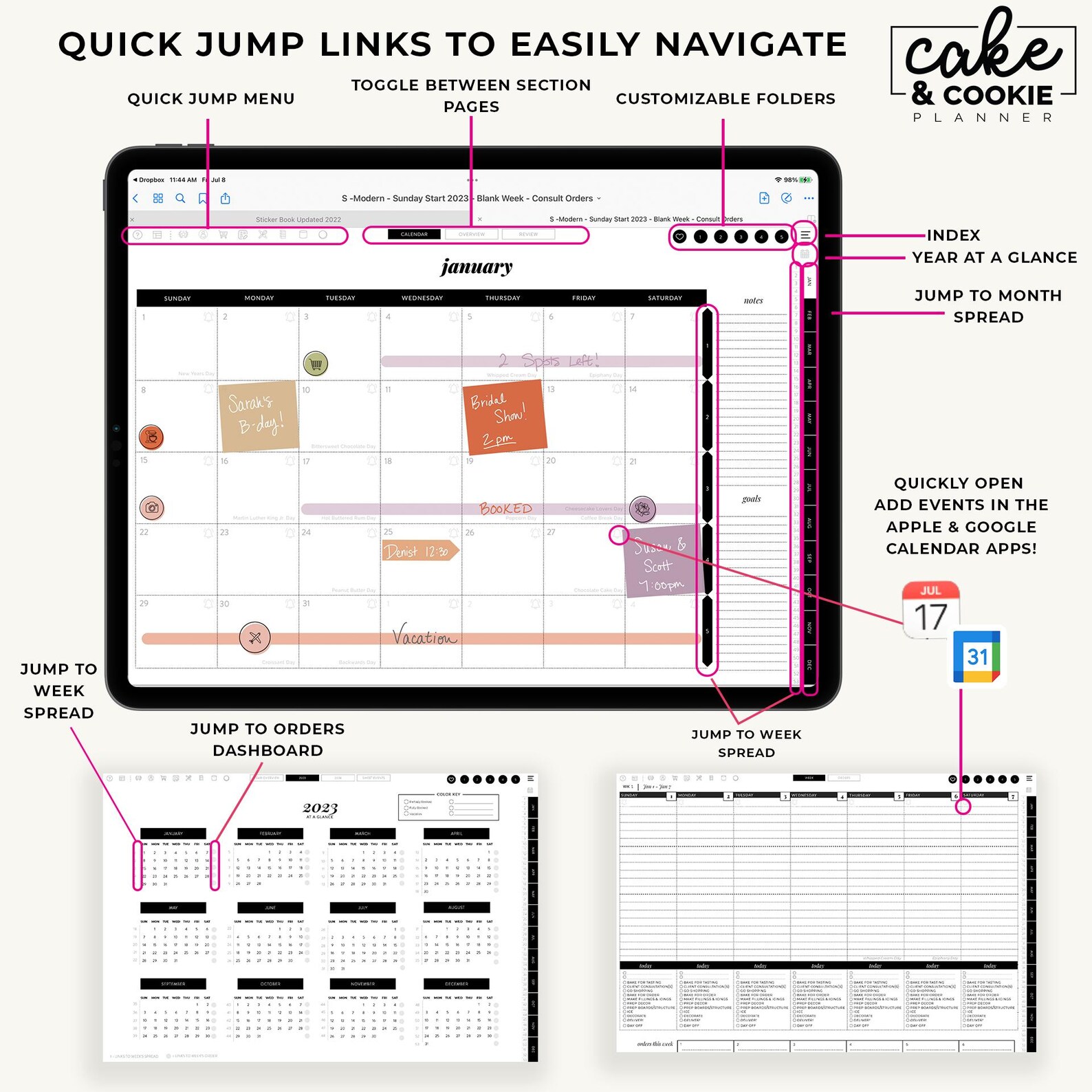 2025 Digital Planner for iPad and Tablets - Modern Minimalist Cake and ...