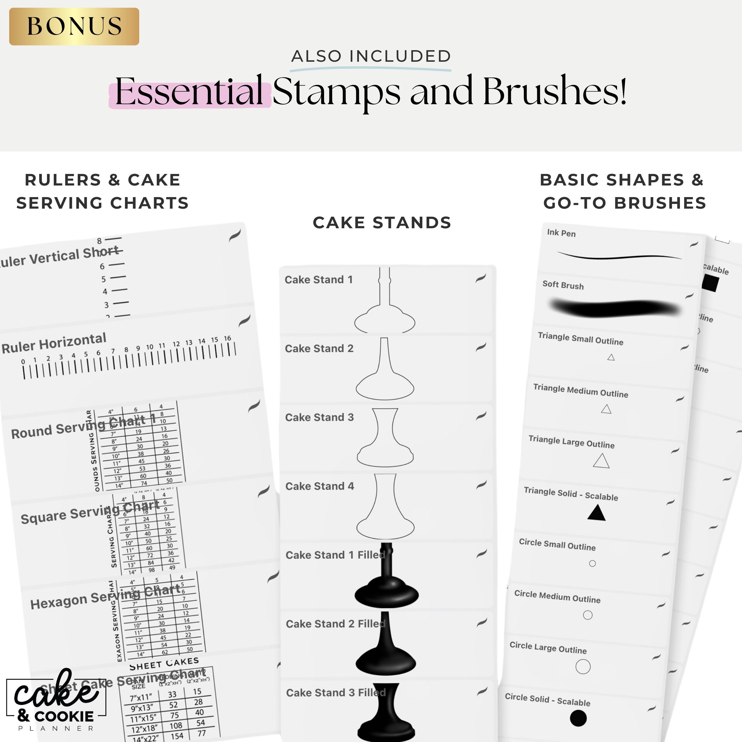 Tiers Bundle Cake Sketching PROCREATE Stamps, Digital Cake Design ...