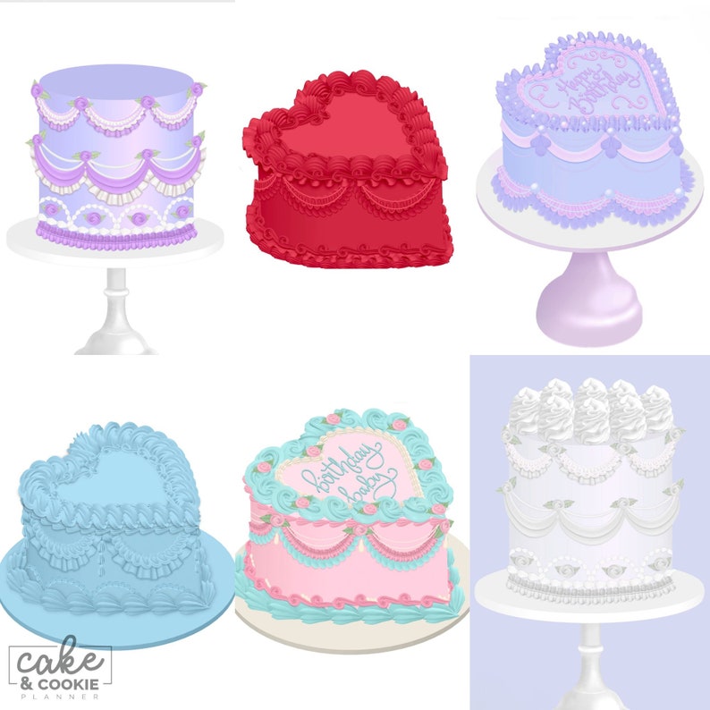 Vintage Icing & Swag Cake Sketching PROCREATE Brushes, Stamps, Digital ...