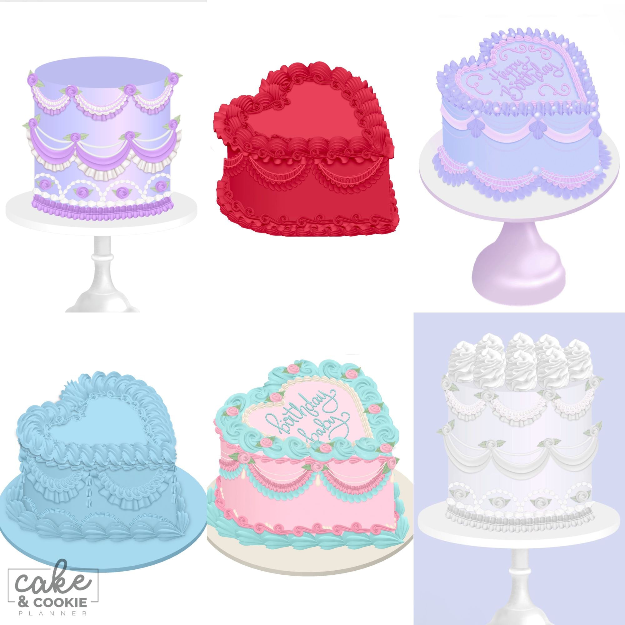 Vintage Icing & Swag Cake Sketching PROCREATE Brushes, Stamps, Digital ...