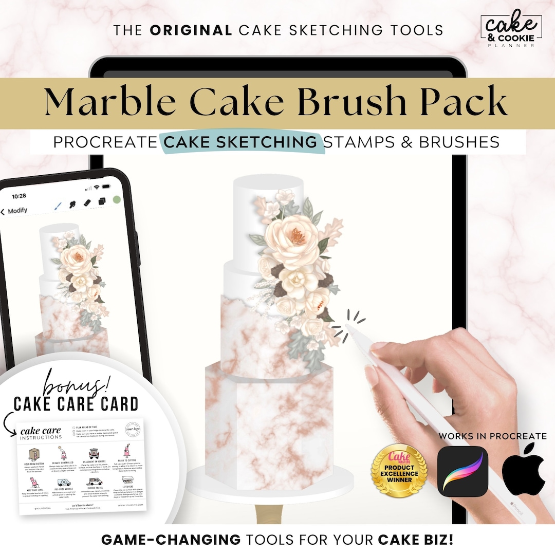 Marble Brushes & Stamps Procreate Pack - Digital Cake Sketching - Etsy