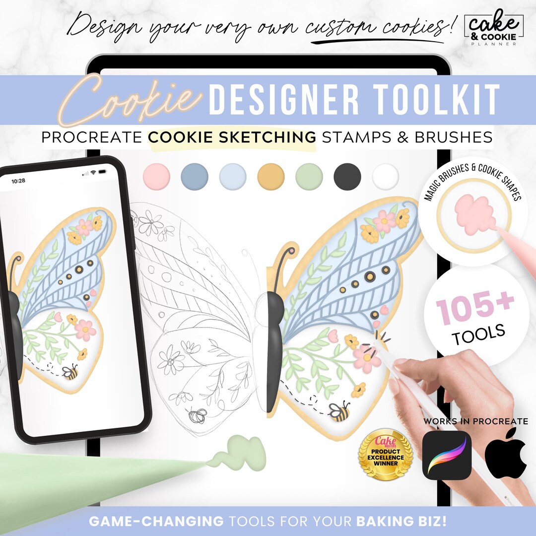 Cookie Design Toolkit Sketching PROCREATE Brushes, Stamps, Digital ...