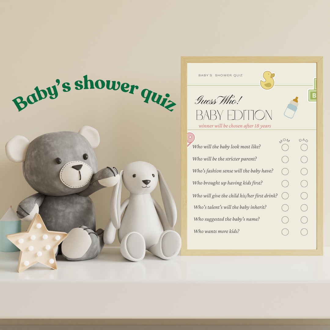 Editable Baby Shower Quiz, Baby Shower Card, Baby Shower Game, Time ...