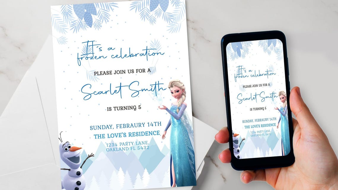 Editable Frozen Birthday Invitation Template, Princess Elsa, Printable ...