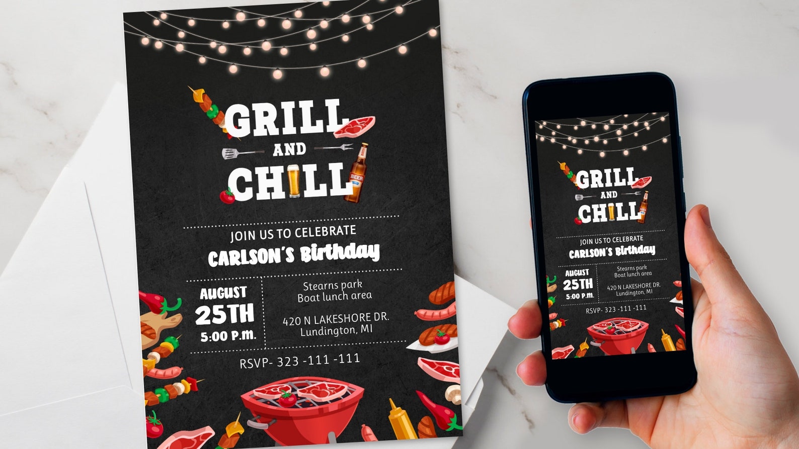 Editable Grill & Chill Birthday Invitation Template, Printable Birthday ...