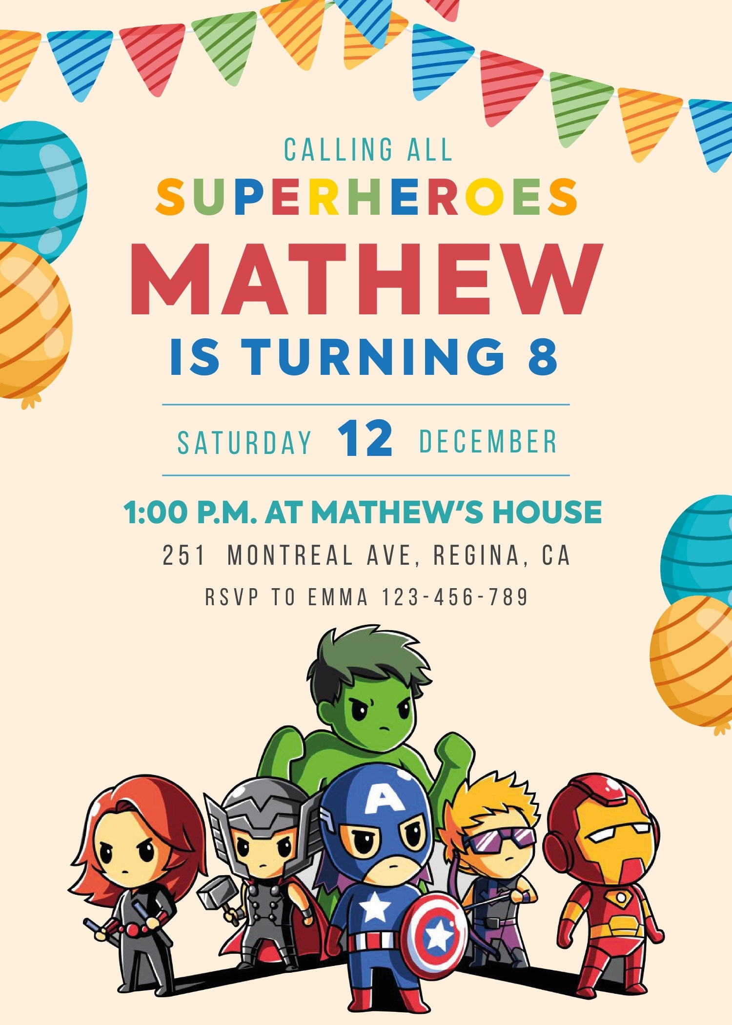 Editable Avengers Birthday Invitation Template, Printable Birthday ...