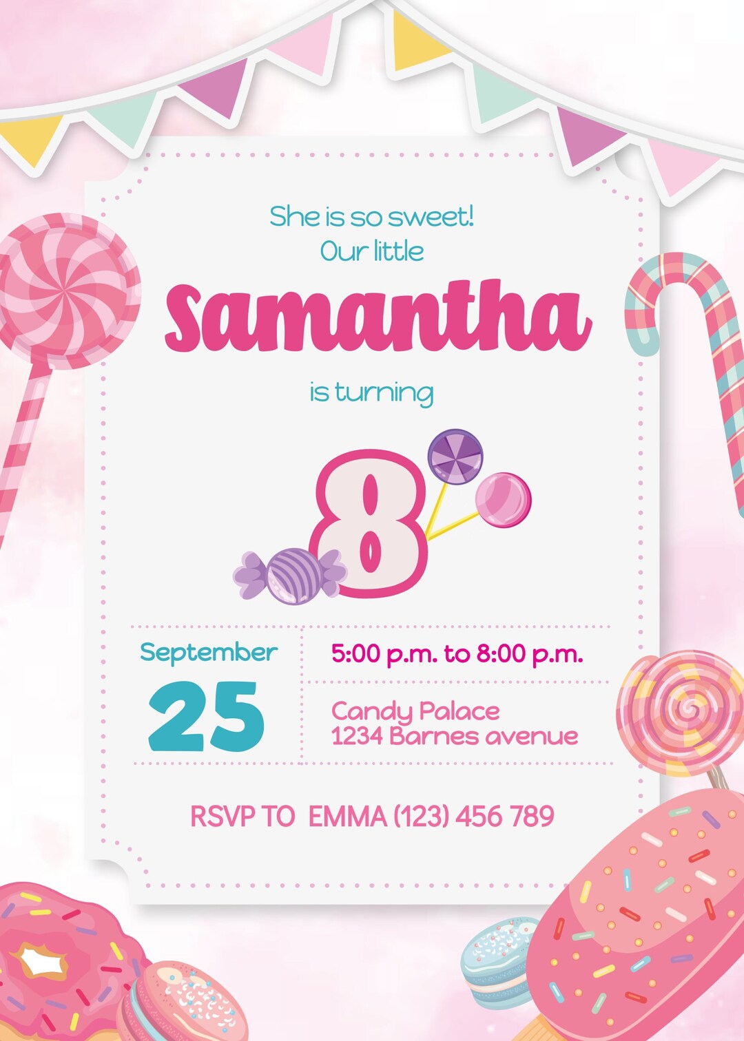 Editable Candyland Birthday Invitation Template, Printable Birthday ...