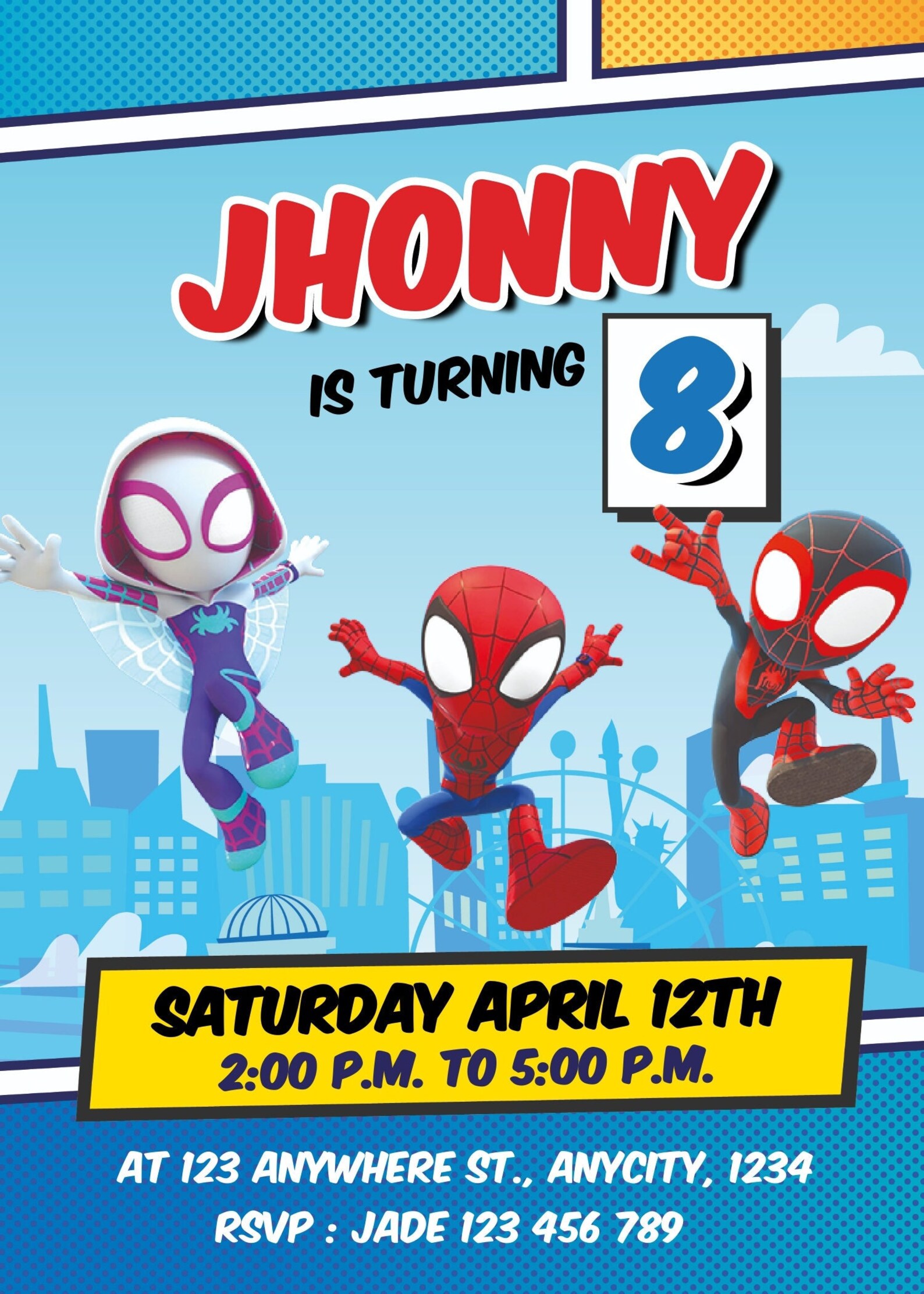 Editable Spider Man Birthday Invitation Template, Printable Bday Party ...