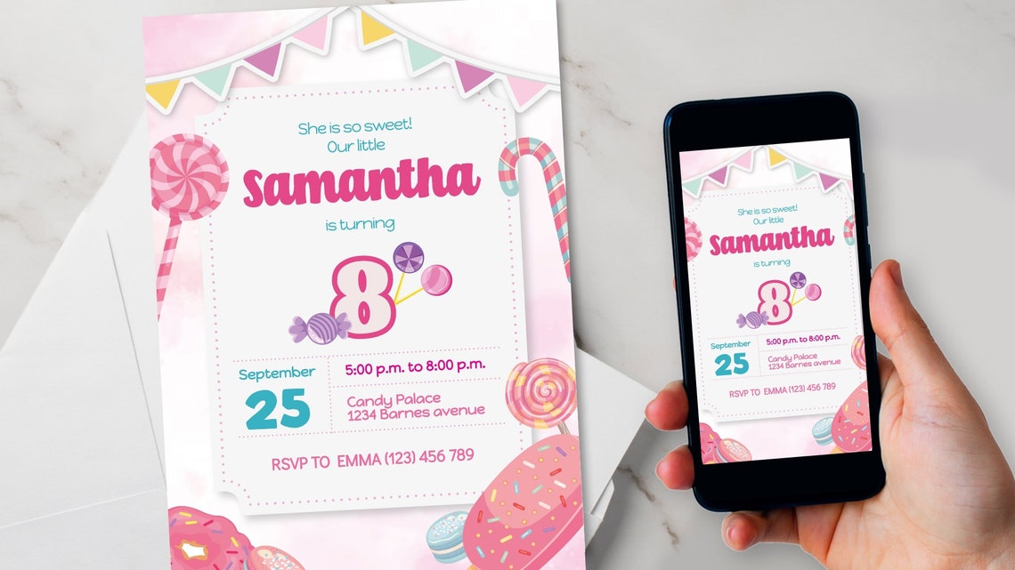 Editable Candyland Birthday Invitation Template, Printable Birthday ...
