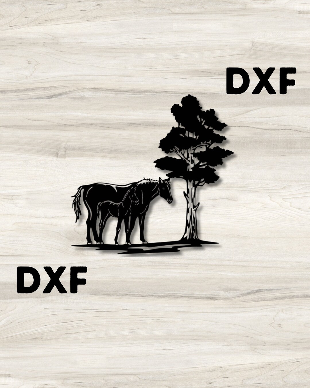 Dxf Wall Art File, Wood Laser Cut Wall Art Dxf File, Horse and Tree ...