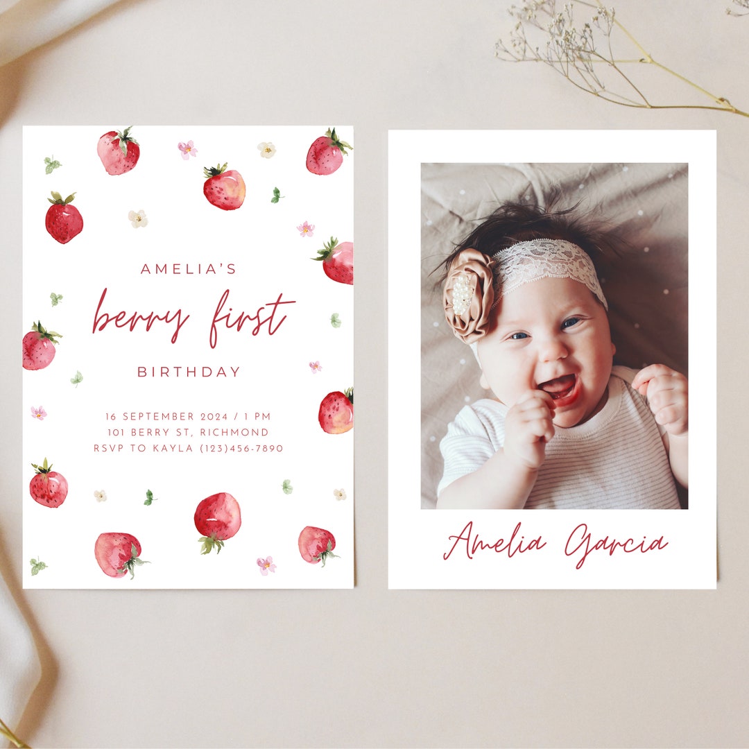 Berry First Birthday Invitation My Berry First Birthday Invitation My ...