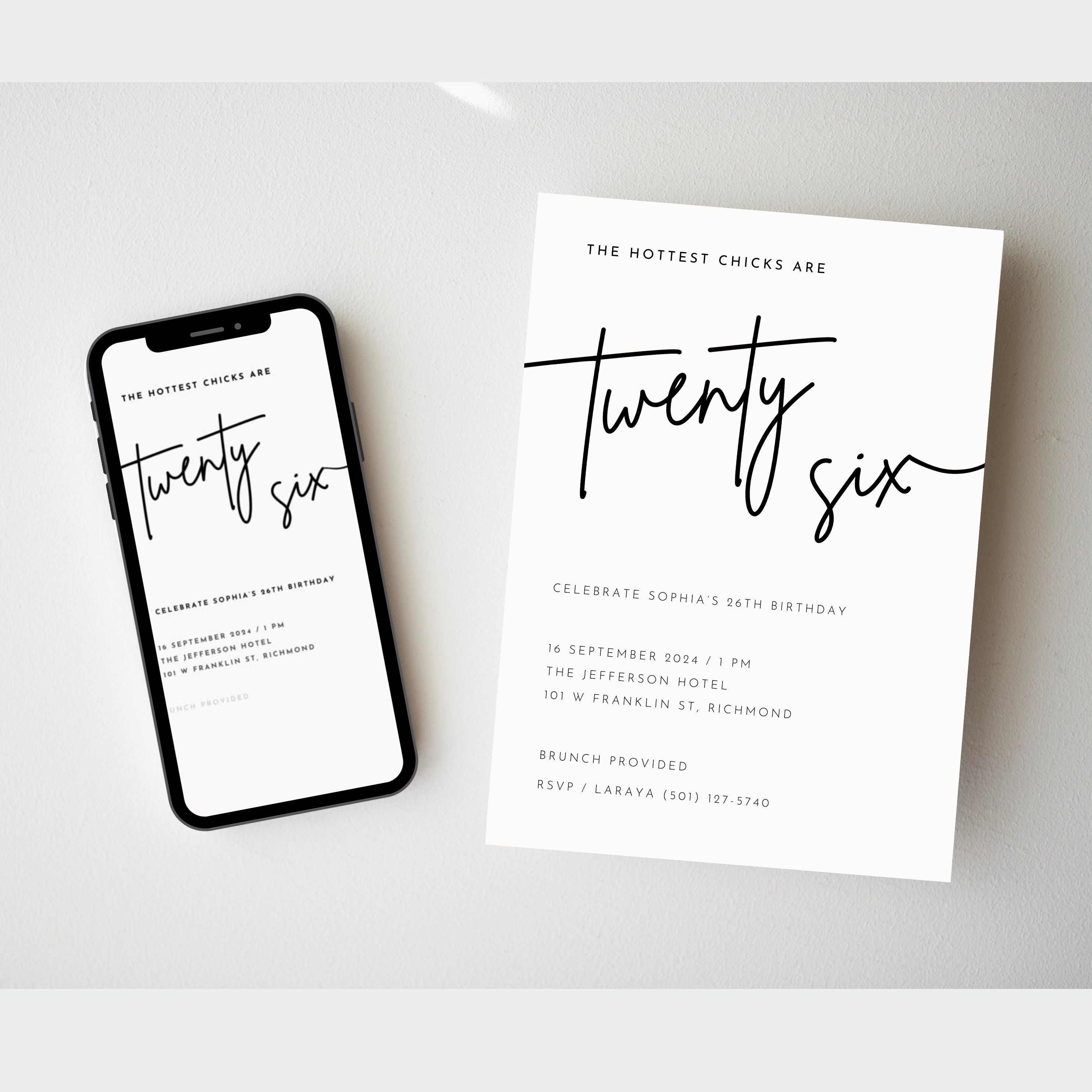 26th Birthday Invitation 26th Birthday Decorations 26th Birthday Decor ...