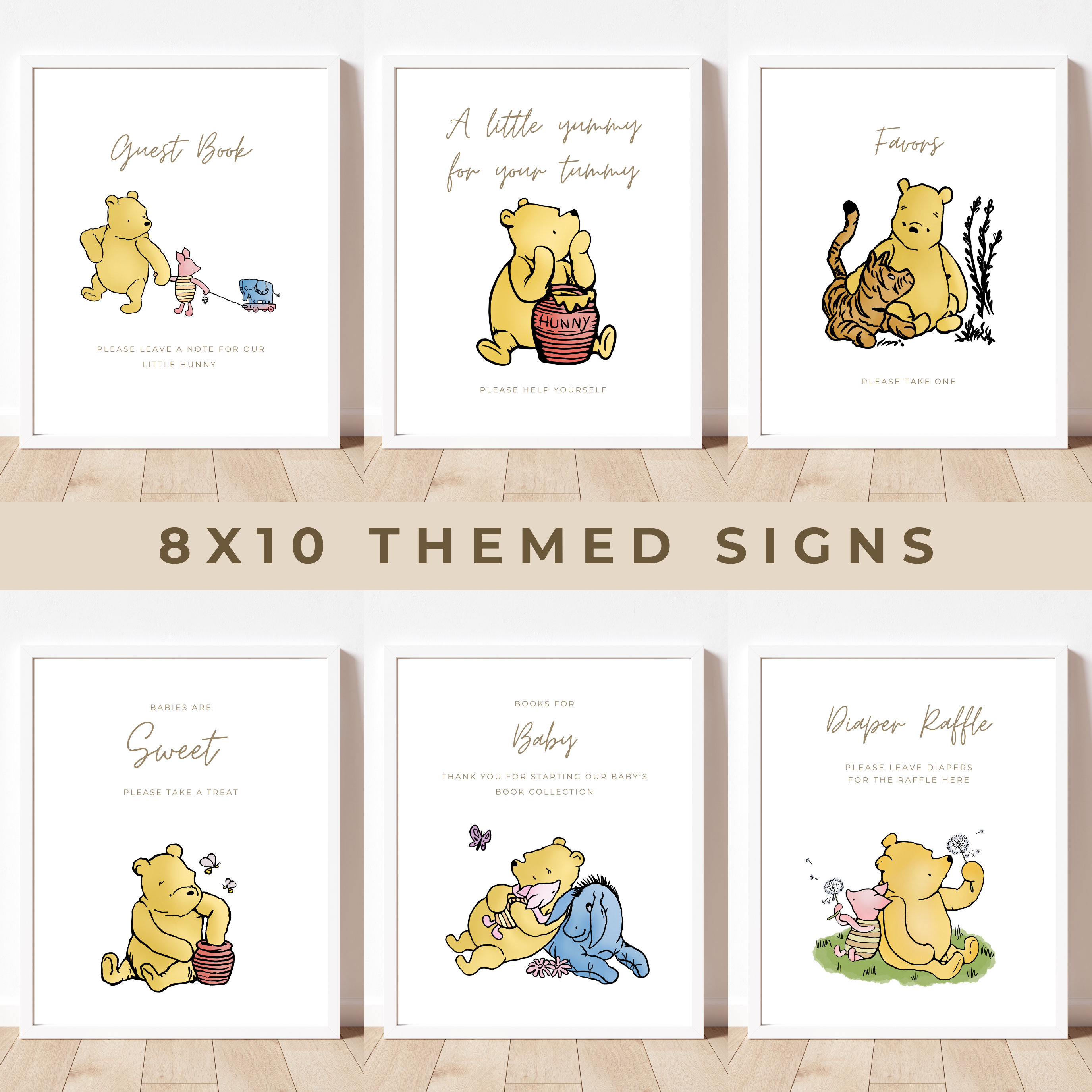 Classic Winnie the Pooh Baby Shower Themed Signs Gender Neutral Themed ...