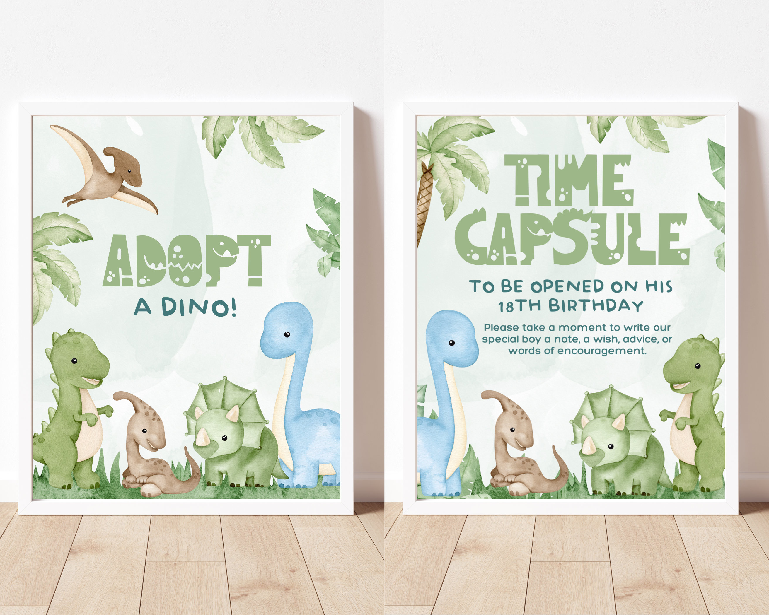 First Birthday Dinosaur Signs Instant Download Party Baby Boy 1st ...