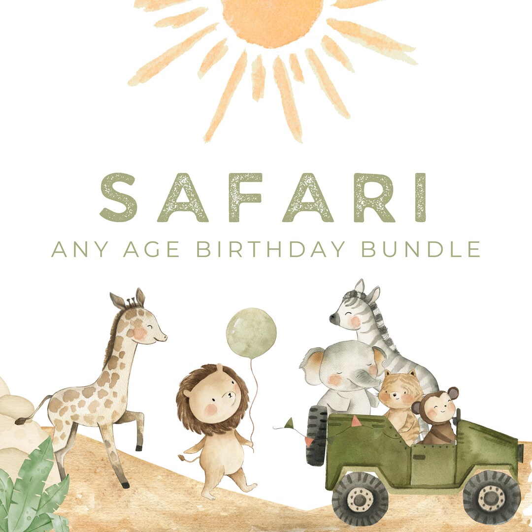 Safari Birthday Bundle Decorations Two Wild Birthday Jungle Birthday ...