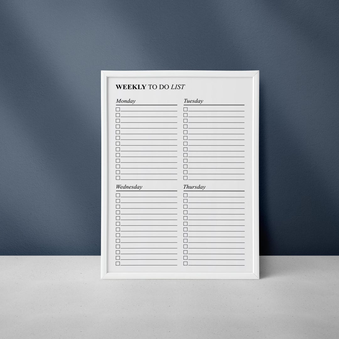 Printable Weekly To-do List | 2 Pages Layout | A4, A3, US Letter Size | Instant Download ...