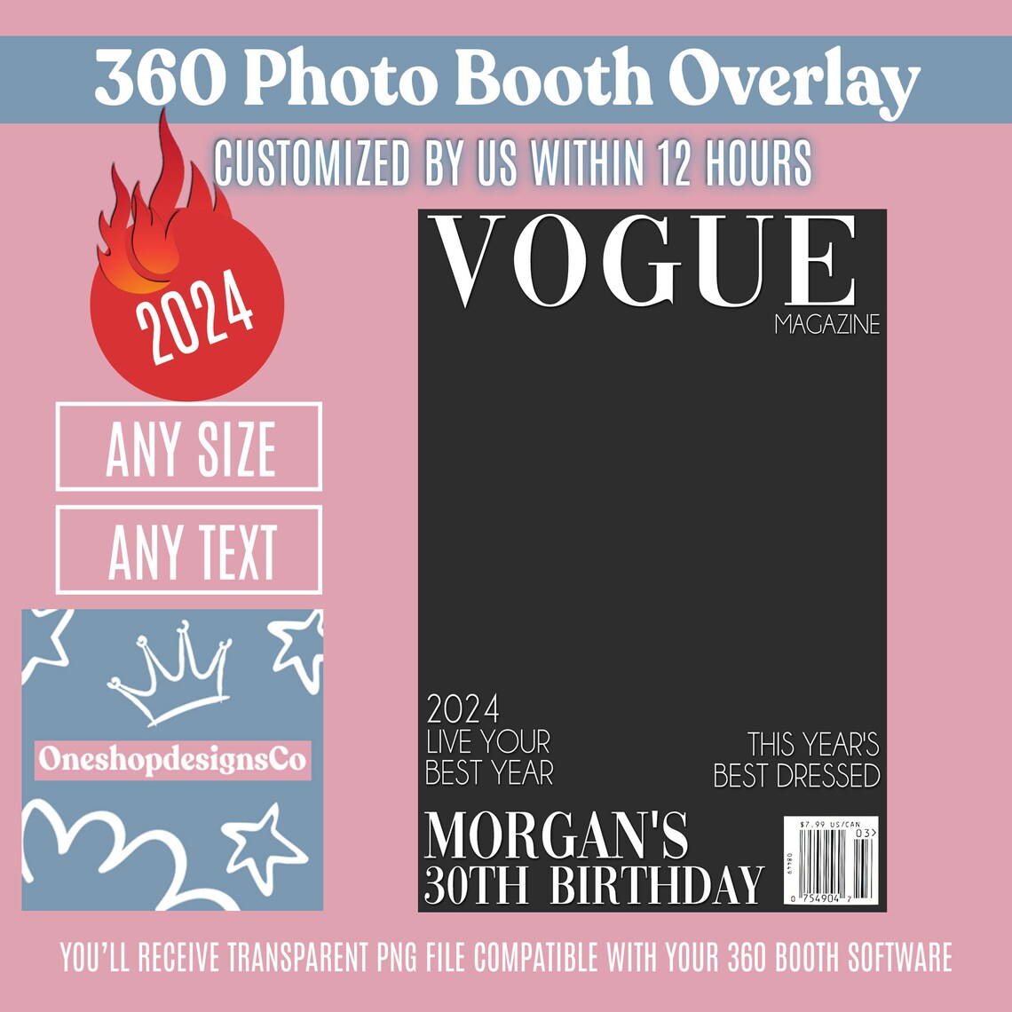 Magazine 360 Overlay Vogue 360 Template Fashion Photo Booth Modern ...