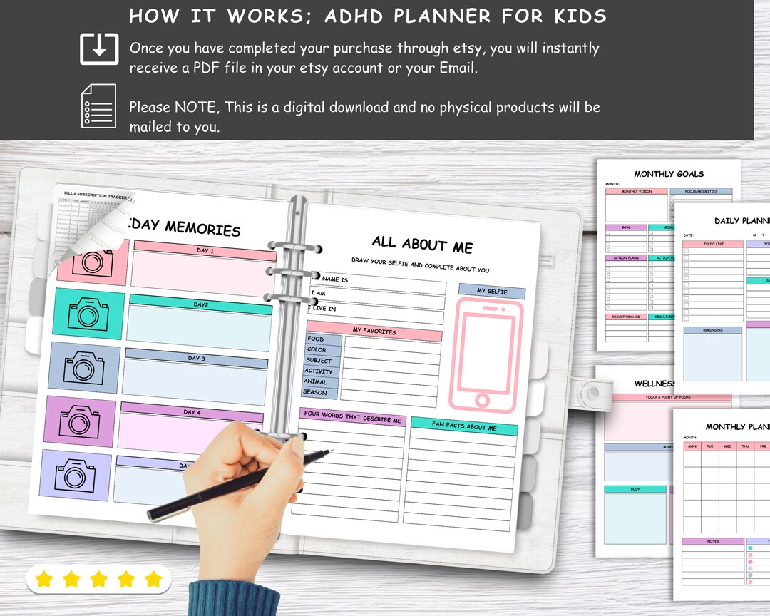 ADHD Planner for Kids, Daily Organizer, Children's Agenda, Behavioral ...