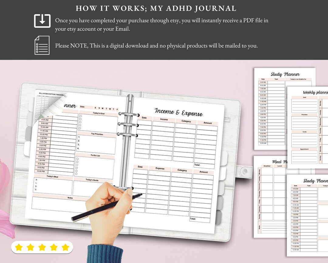 Personalized ADHD Journal, Customizable Planner for Focus and ...