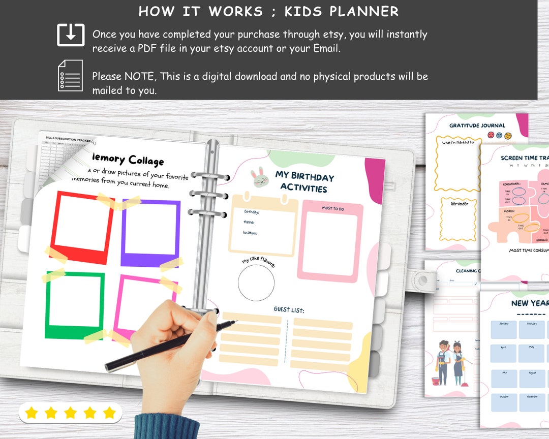 Kids Planner, Children's Daily Organizer, Colorful Agenda, Fun ...