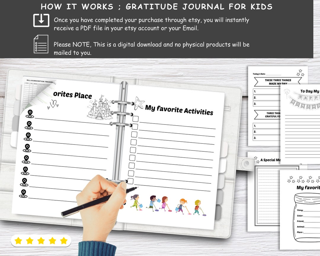 Colorful Kids Gratitude Journal, Children's Thankful Diary, Daily ...