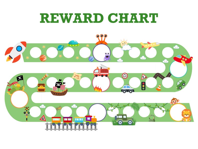 Printable Reward Chart for Kids – Space, Pirate, Car, Train, Jungle ...