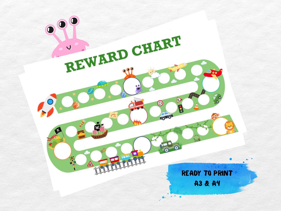 Printable Reward Chart for Kids – Space, Pirate, Car, Train, Jungle ...