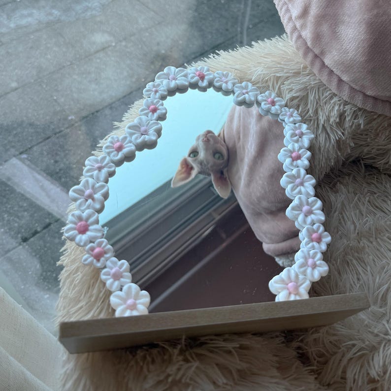 Handmade Pink Daisy Flower Arch Mirror – Foam Clay Design - Etsy