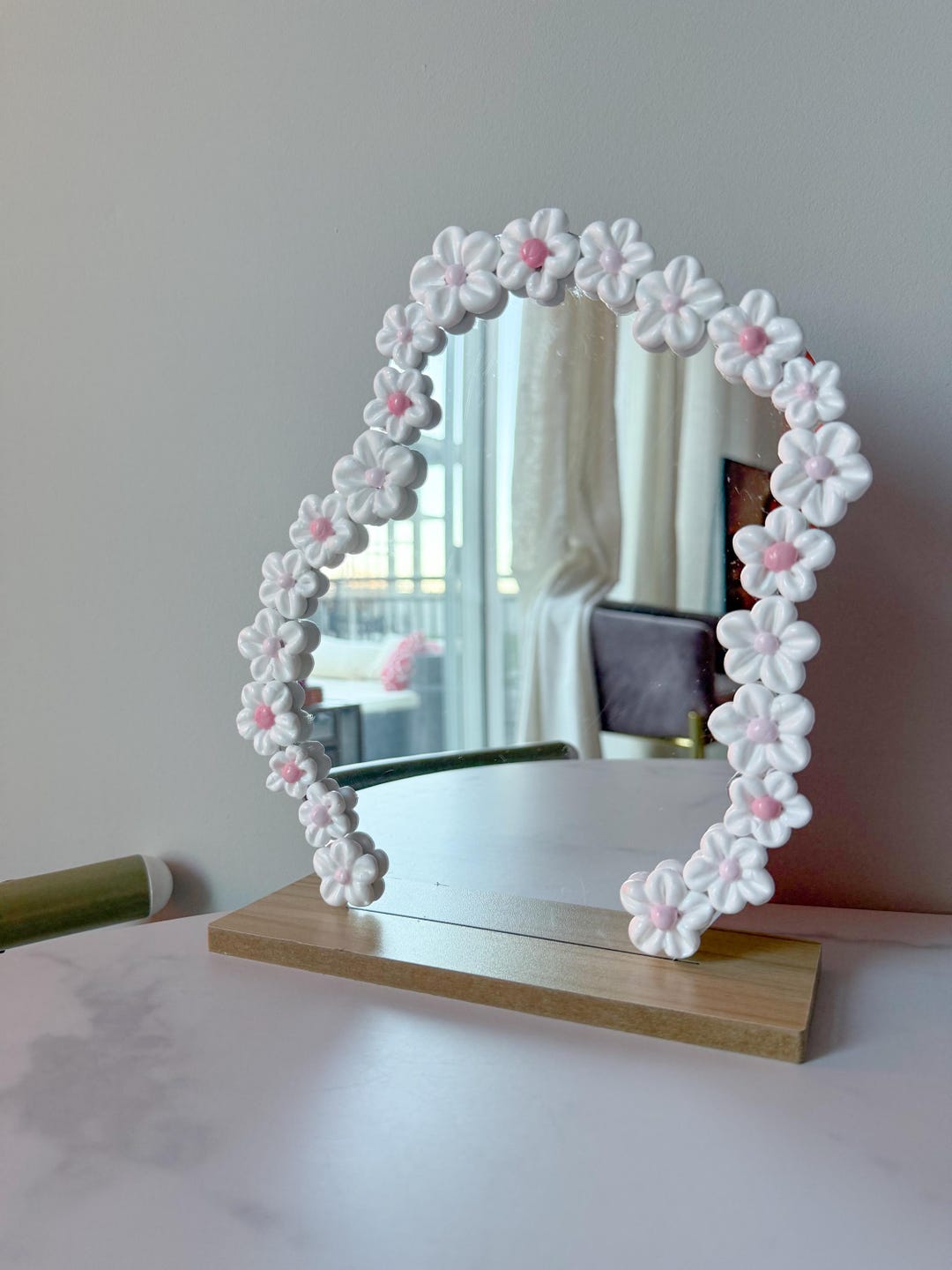 Handmade Pink Daisy Flower Arch Mirror – Foam Clay Design - Etsy