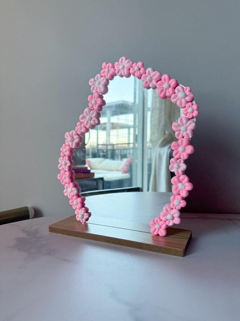 Handmade Pink Daisy Flower Arch Mirror Foam Clay Design - Etsy