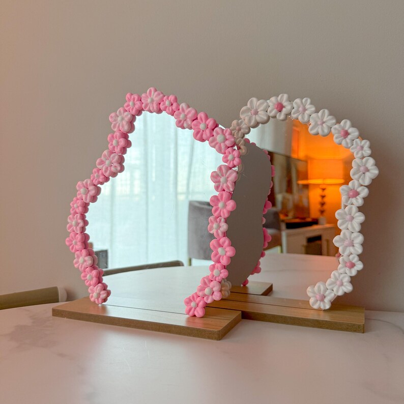 Handmade Pink Daisy Flower Arch Mirror Foam Clay Design - Etsy