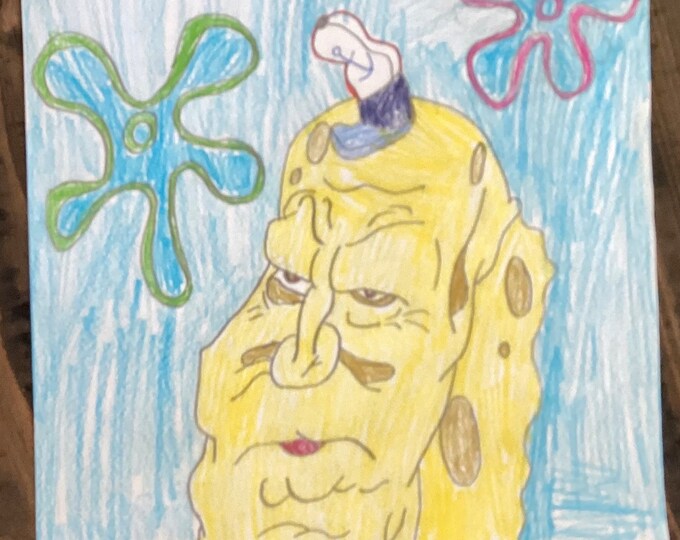 Spongebob Drawing of Spongeman by Child Artist - Etsy