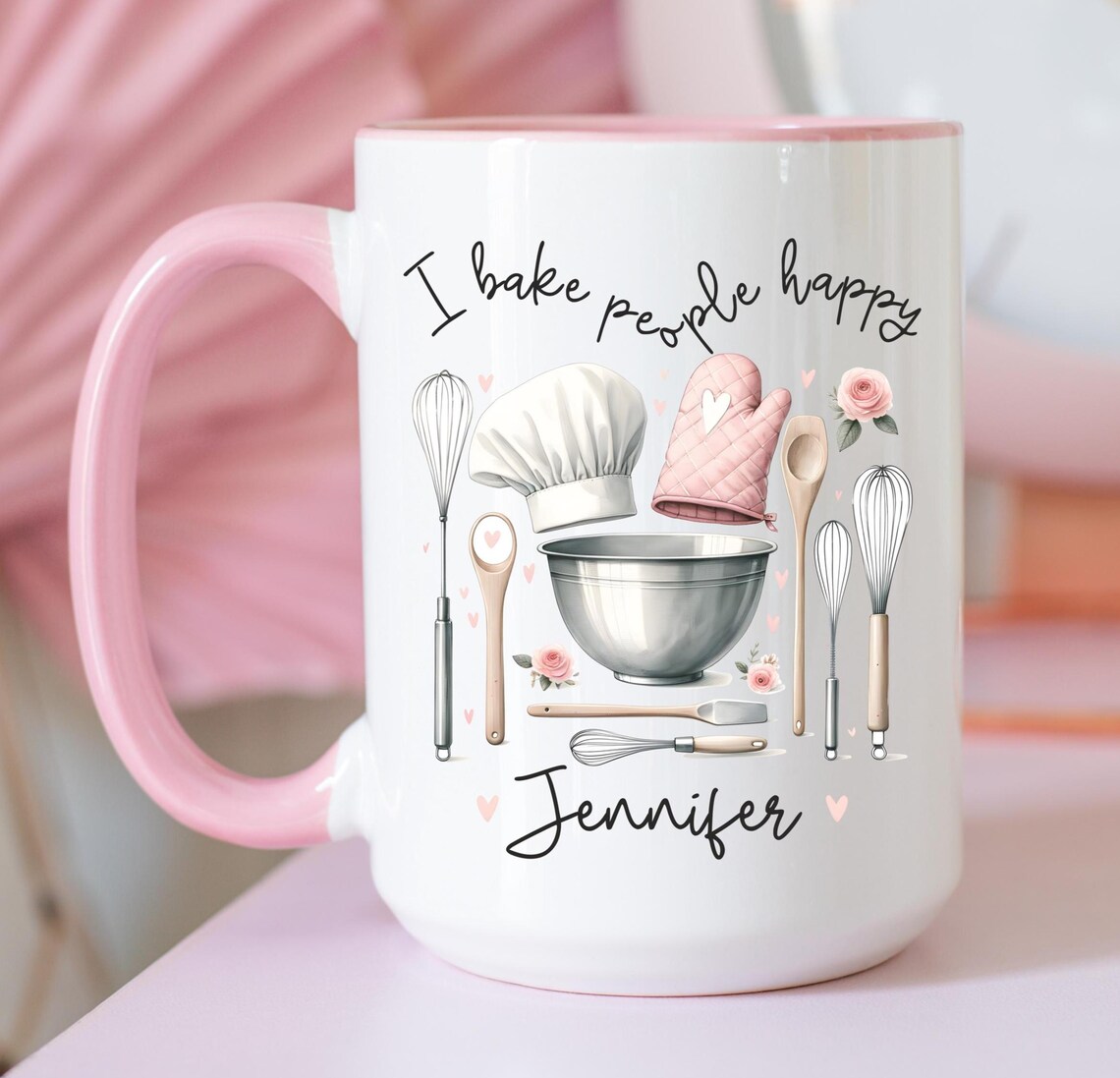 Baking Mug, Custom Baking Gift, I Bake People Happy, Pastry Chef Mug ...