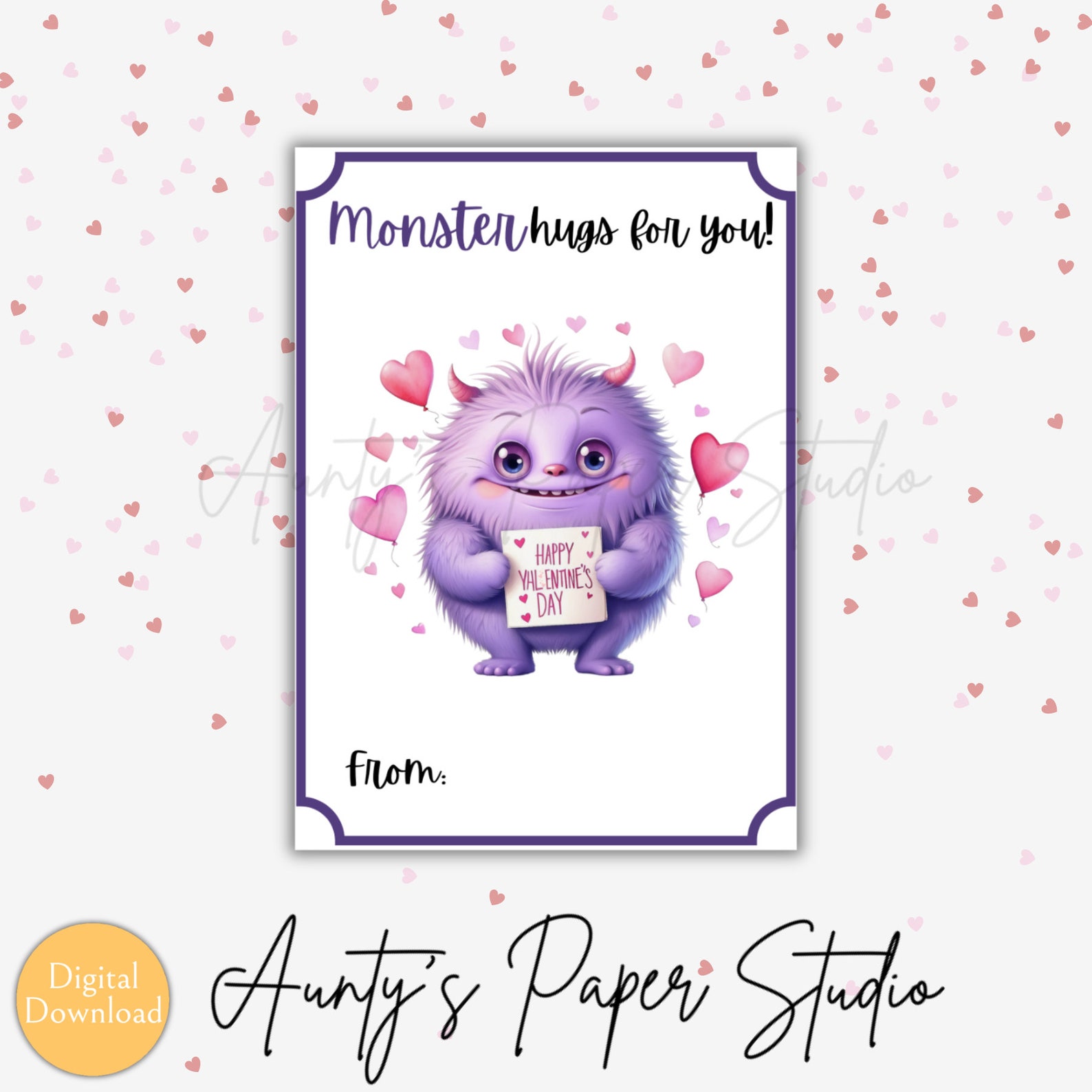 Monster Love Valentines Cards | Digital Download - Etsy