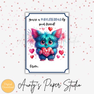 Monster Love Valentines Cards | Digital Download - Etsy