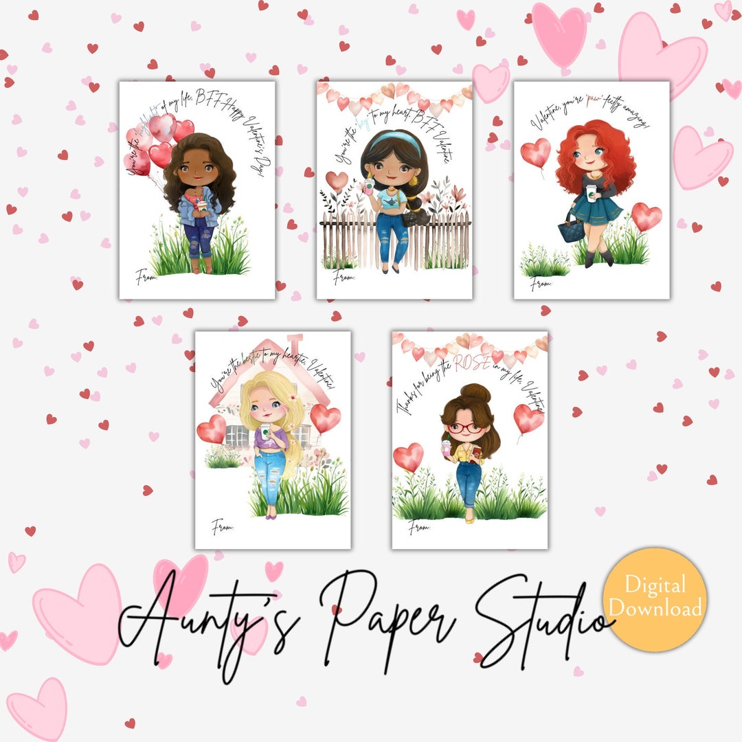 Princess Valentines Cards | Printable - Etsy