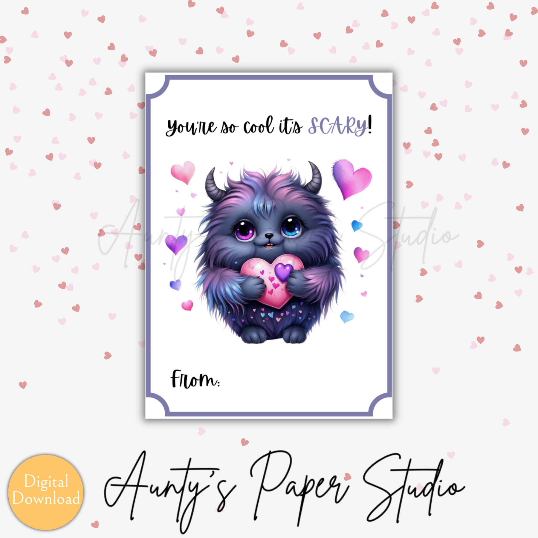 Monster Love Valentines Cards | Digital Download - Etsy