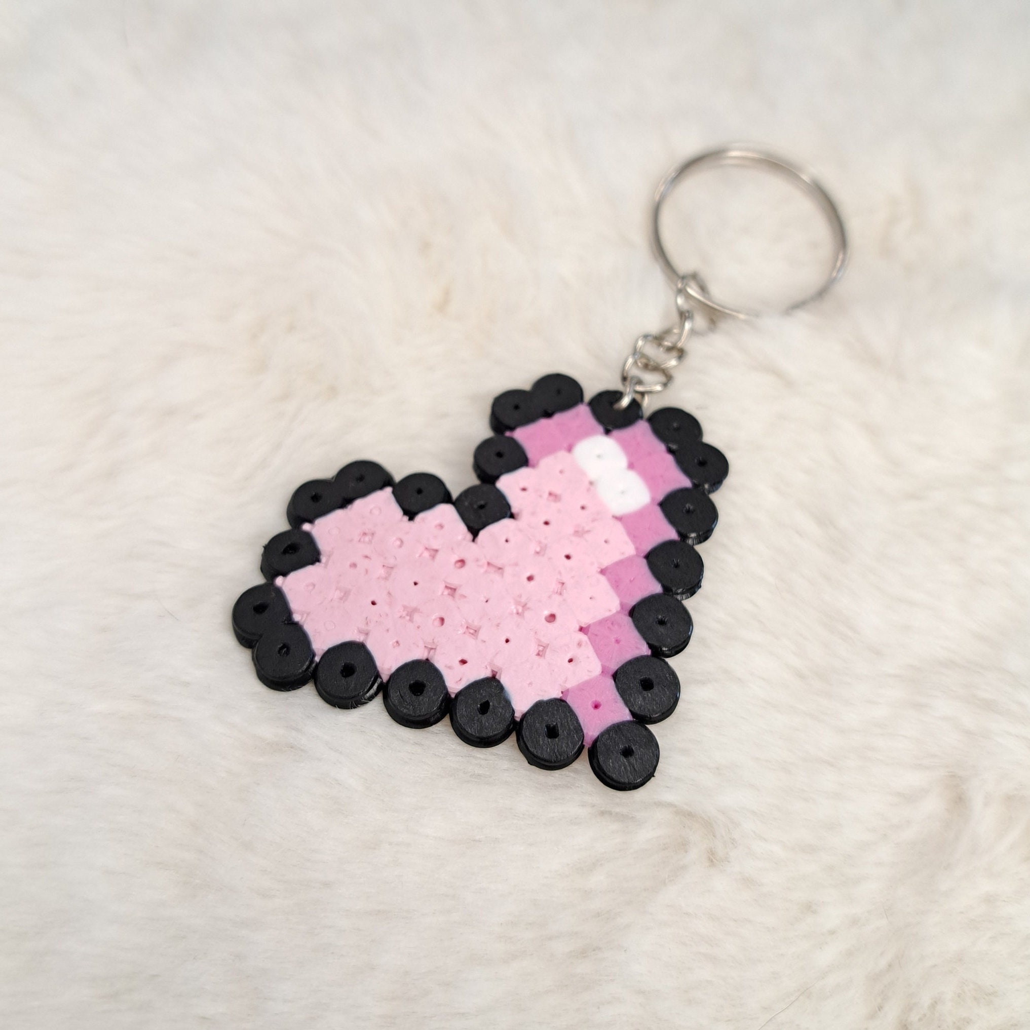 Cute Colorful Heart Iron-on Bead Keychain, Heart Keychain - Etsy