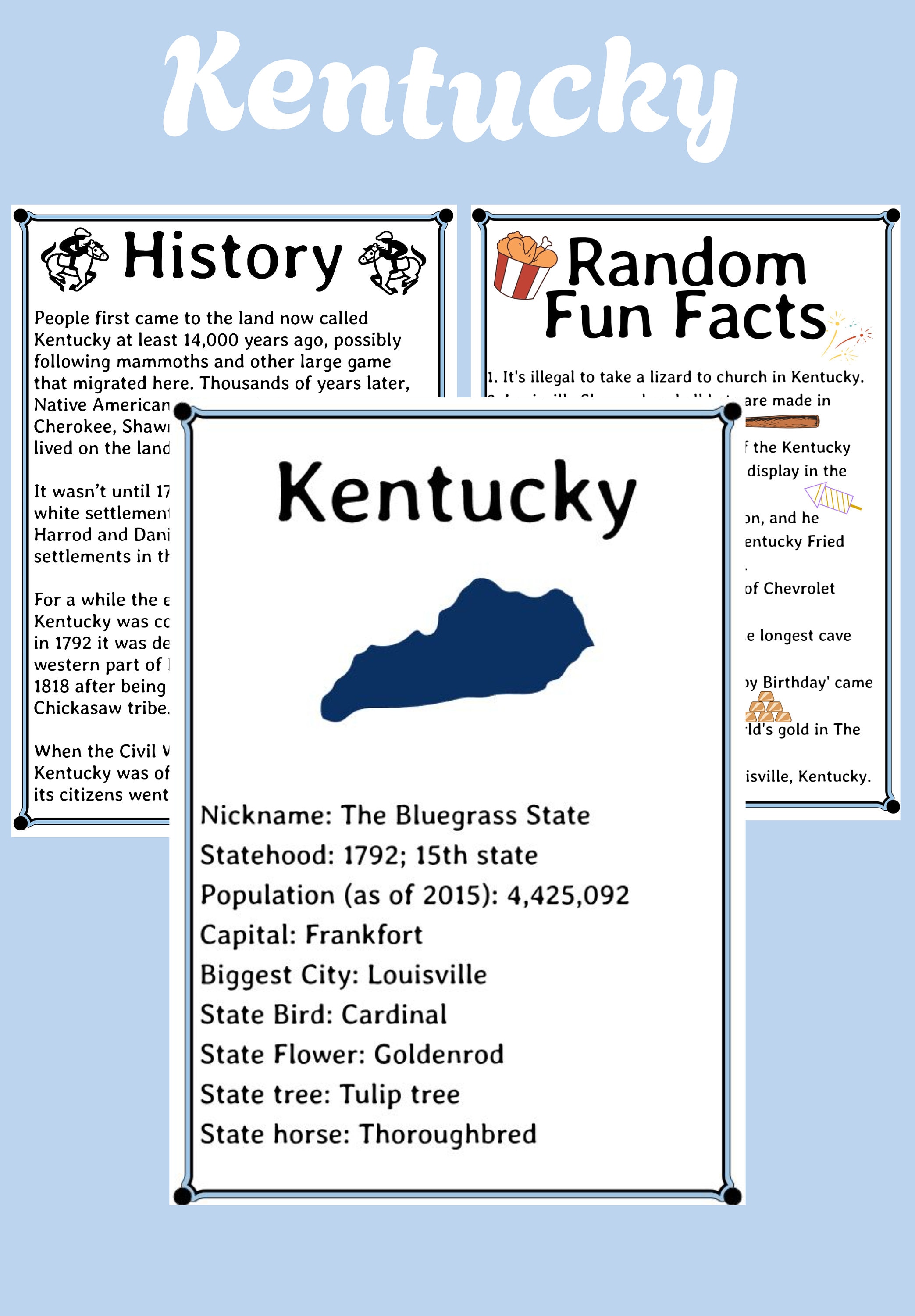 Kentucky Family Trip Games, Family Vacation, Road Trip, Travel Games ...