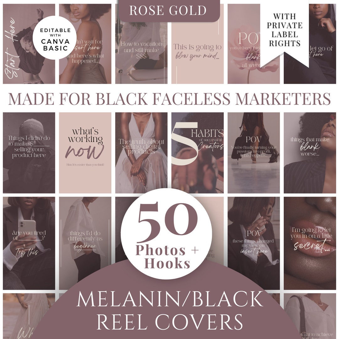 Melanin Queen Reel Covers With Hooks, Rose Gold Vibe for Faceless ...