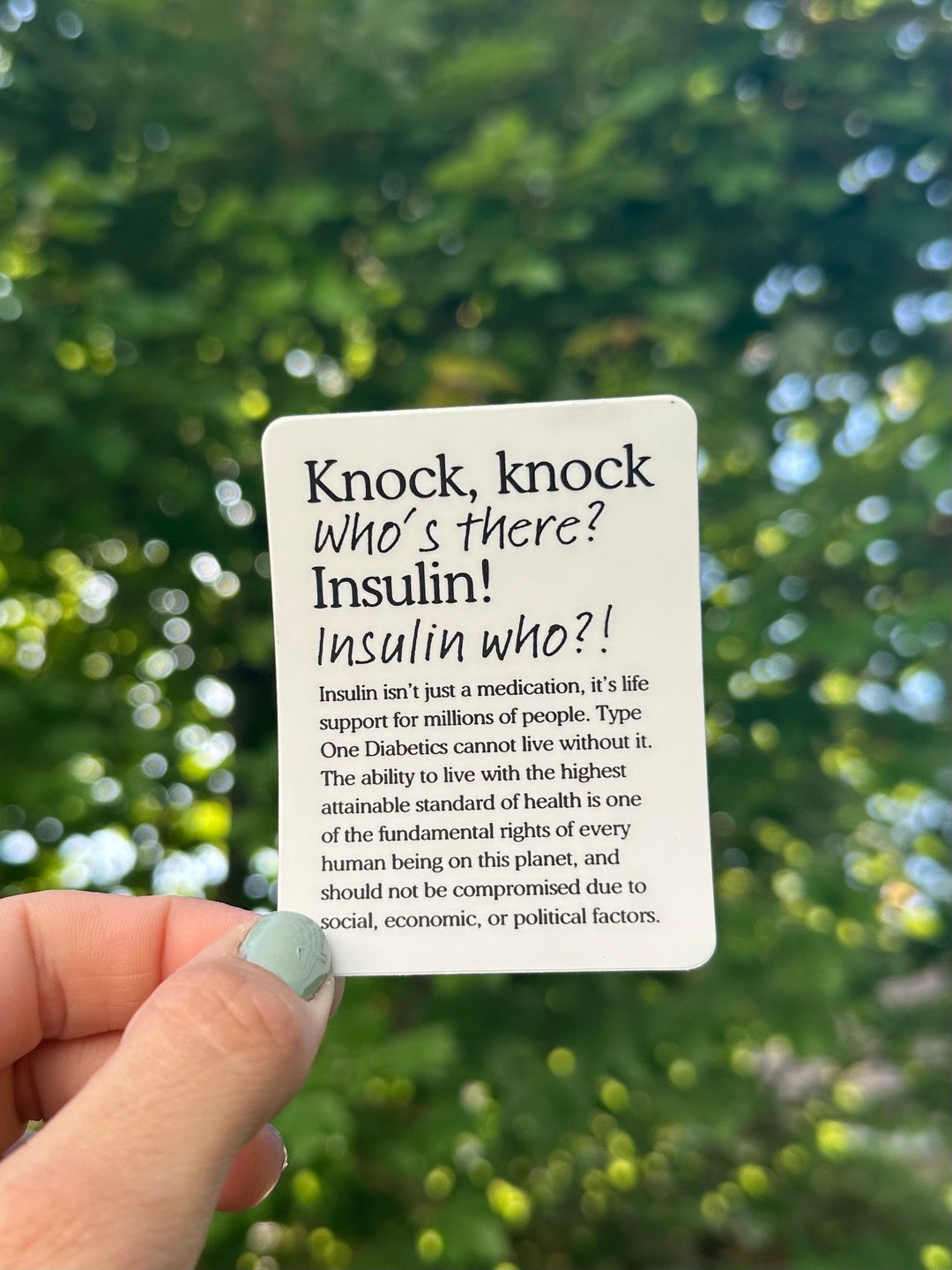Insulin Affordability, Type One Awareness, Fun Diabetes Sticker, T1D ...