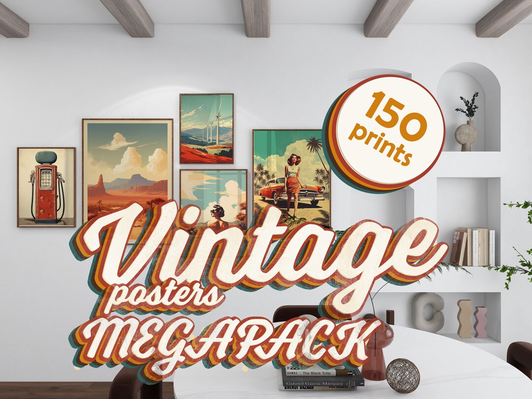 Printable Decorative Retro Prints MEGA BUNDLE, Vintage Art Prints for ...
