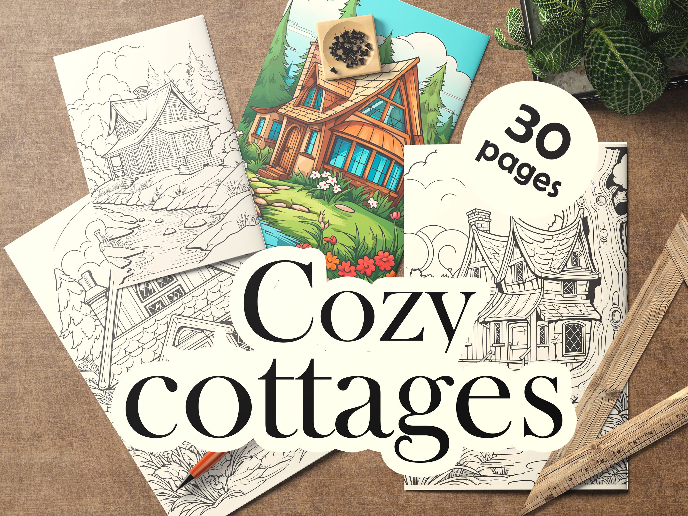 Cozy Cottages Coloring Book, Cottagecore, and Kids Coloring Book ...