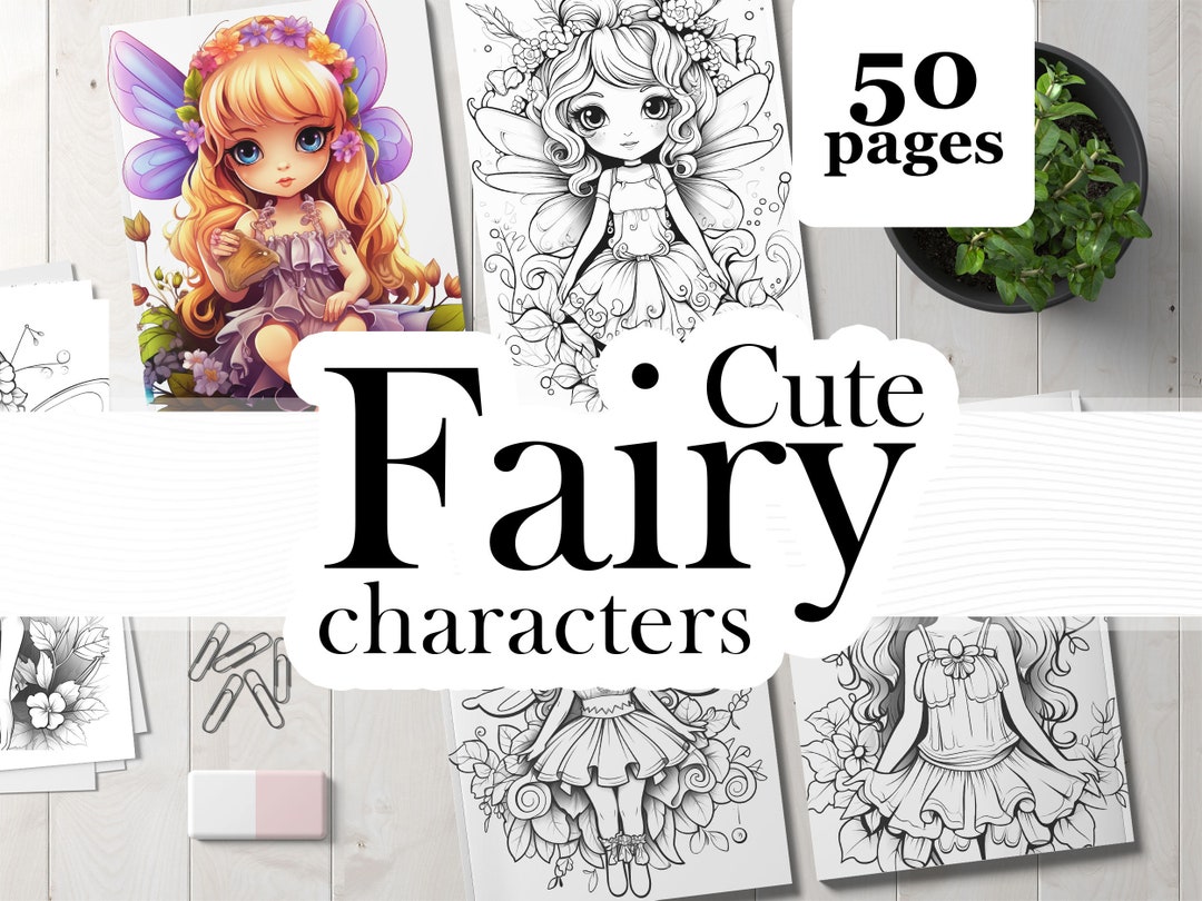 Magical Fairy Coloring Book, 50 Pages of Cute Fairies, Immediate ...