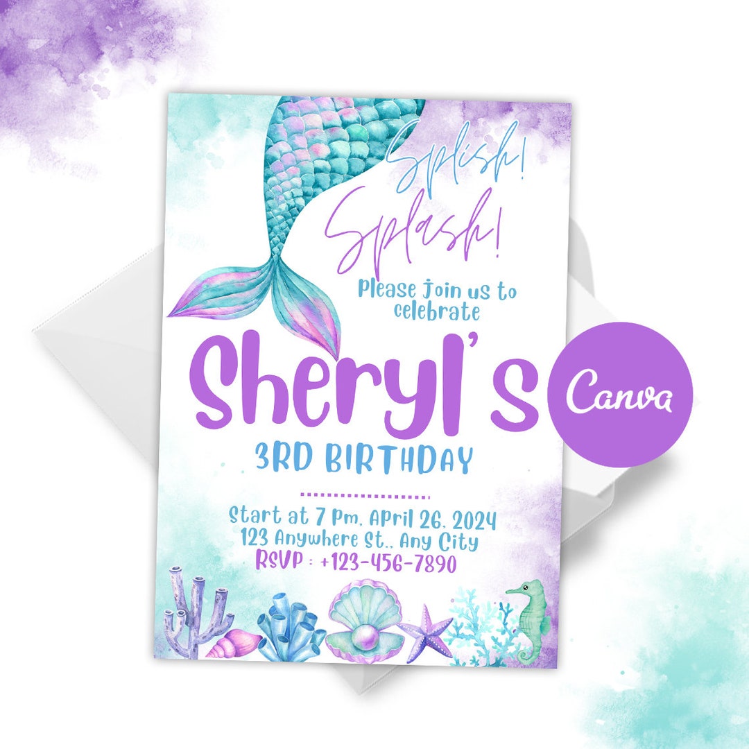 Mermaid Invitation, Mermaid Party, Mermaid Birthday, Mermaid Invite ...