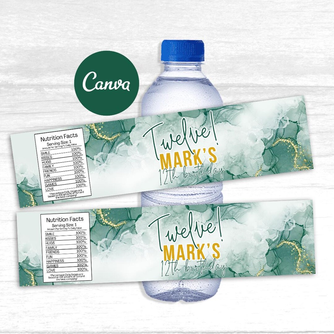 Green and Gold Marble Water Bottle, Green Marble Water Bottle, Green ...