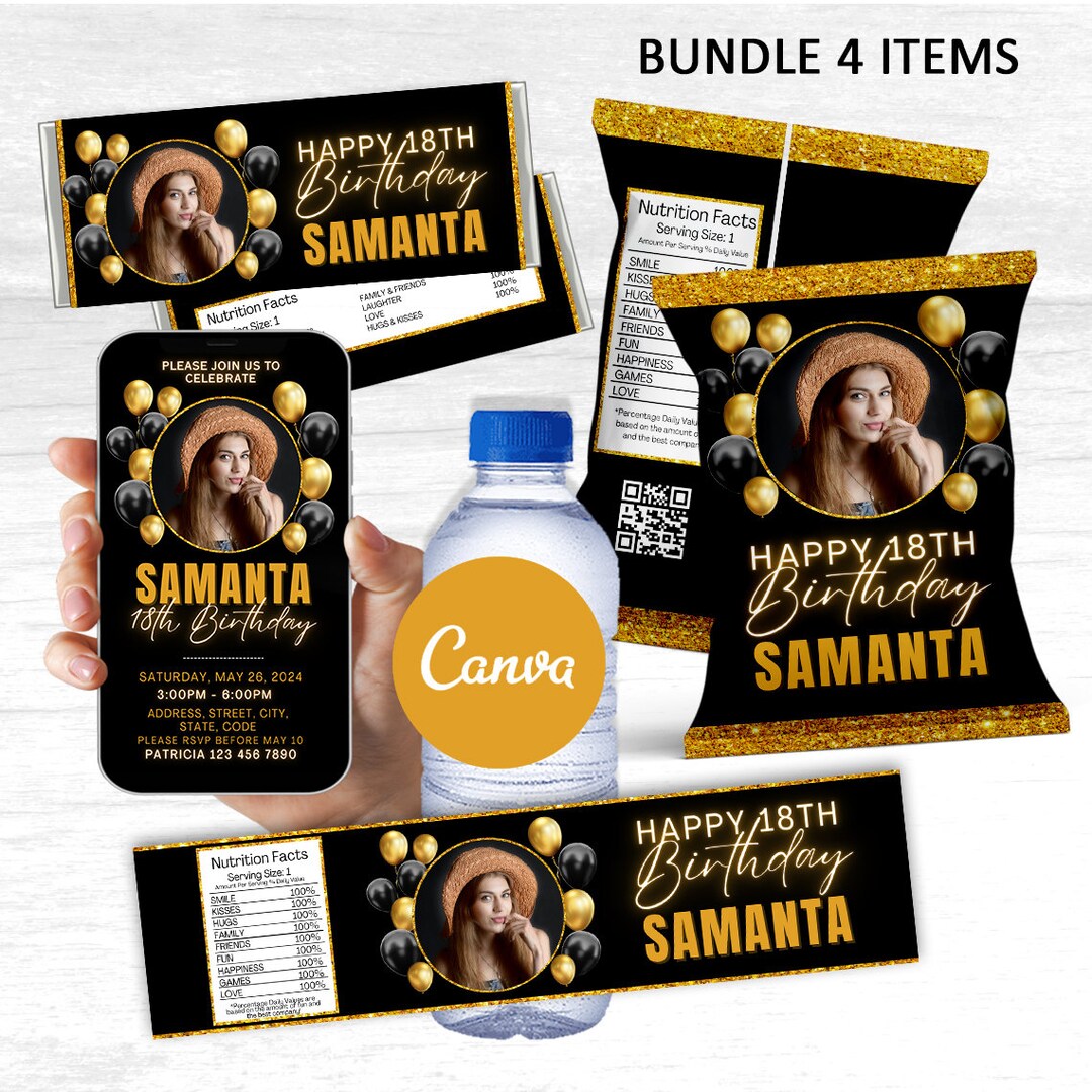 Black and Gold Birthday Bundle, Black and Gold Bundle, Black and Gold ...