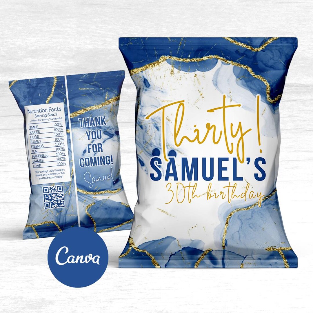 Blue and Gold Marble Chip Bag, Blue Marble Chip Bag, Blue Gold Marble ...